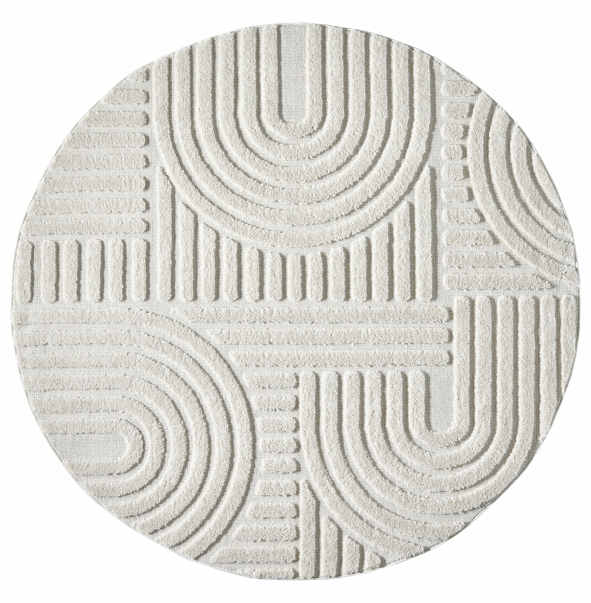 Ковер тканый круглый с двухуровневым ворсом Bilbao BL27 (HM72A) 160х160 см, кремовый