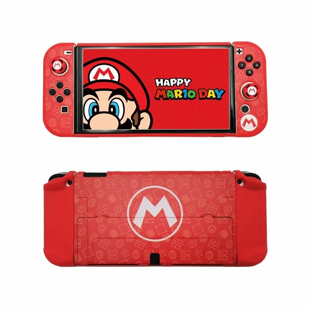Чехол для Nintendo Switch Oled (нинтендо свитч), противоударный кейс, прочный, Mario