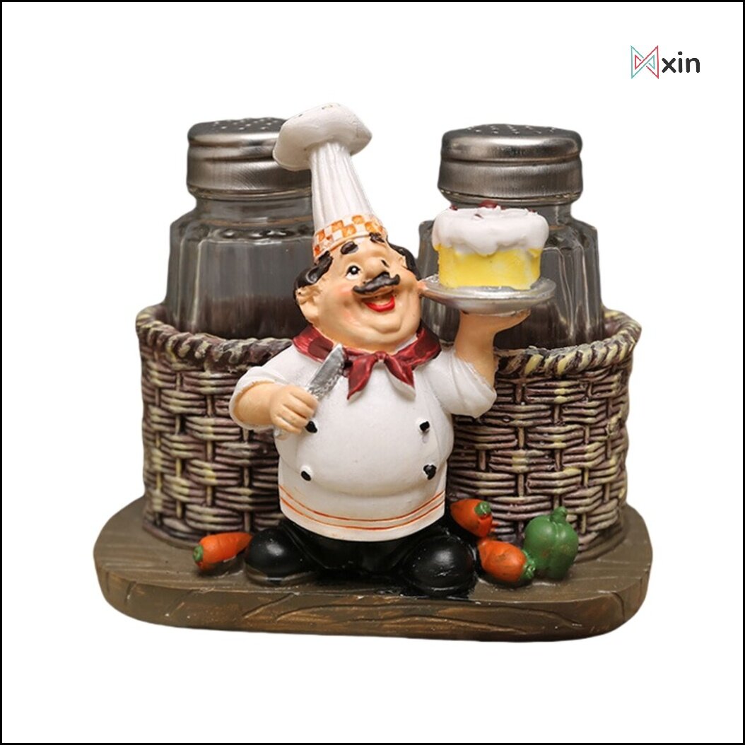 Статуэтка шеф-повар для соли и перца, с дозатором, смола, устойчивая, изысканная