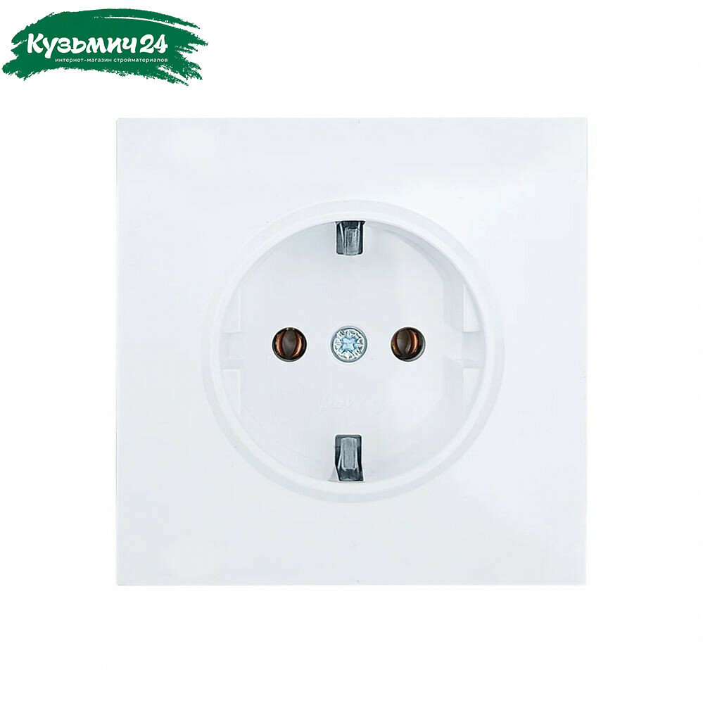 Розетка 1-местная Lezard Zima 704-0288-122BQC с заземлением, встраиваемая, белая