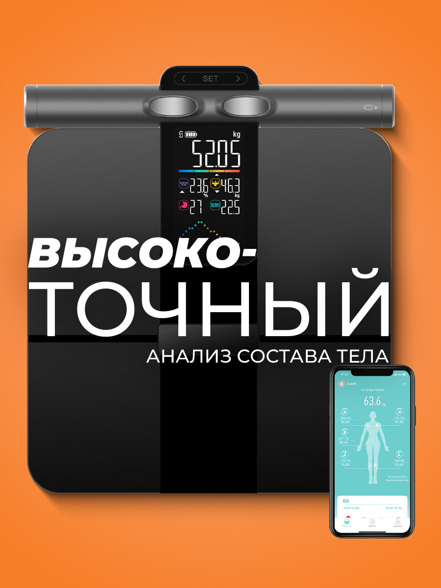 Умные напольные весы с анализом состава тела, Bluetooth, приложение Fitdays, до 180 кг, DYKEMANN Smartwaage NP-43