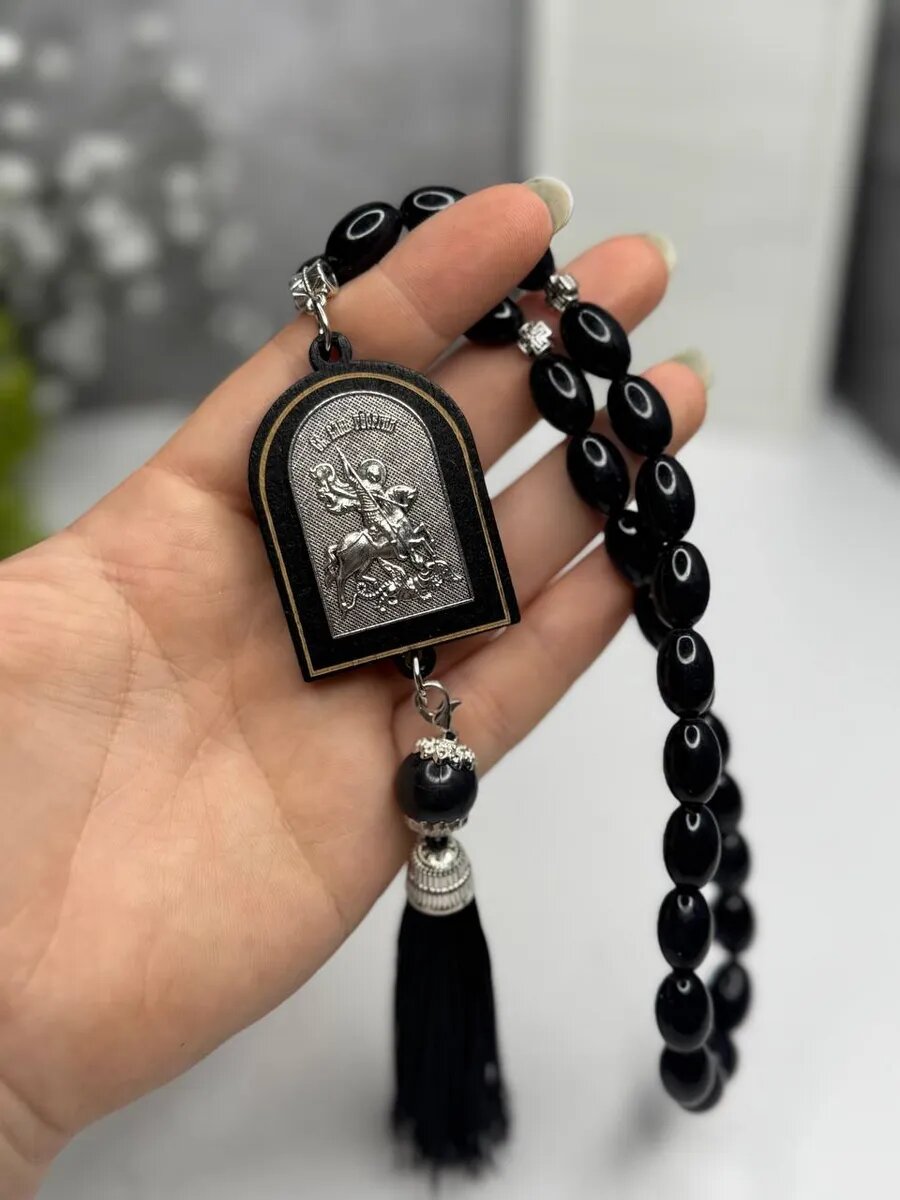 Сувенирные Четки-подвеска для автомобиля с иконой Георгий Победоносец