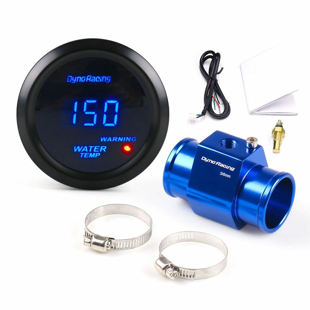 Цифровой датчик температуры воды Dynoracing 2" 52 мм с синим светодиодным дисплеем 40-150 C, адаптер 1/8 NPT для автомобиля 12В