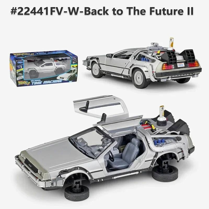 WELLY 1:24 Back To The Future Time Machine Diecast В наличии! Симулированная коллекционная модель автомобиля из сплава отличная фактура, без ощущения дешёвости, настоящий