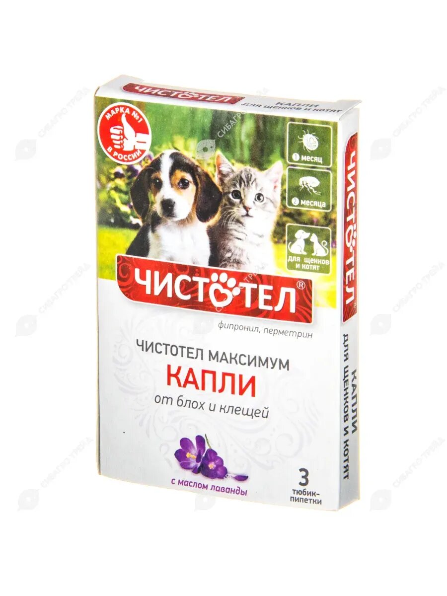Чистотел максимум капли для щенков и котят, 3 пипетки