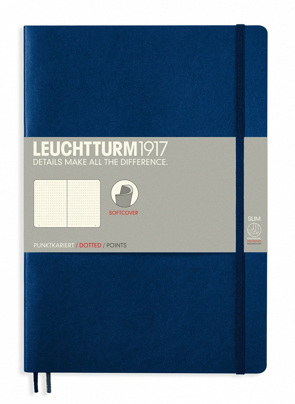 Книга для записей B5, 61 лист в точку "Classic", мягкая обложка, синий неви, Leuchtturm1917