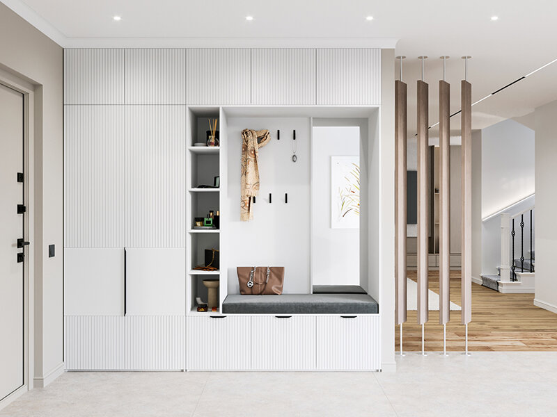 Прихожая в коридор "Тайлер 8" 225х240х50 Белый / Лотос