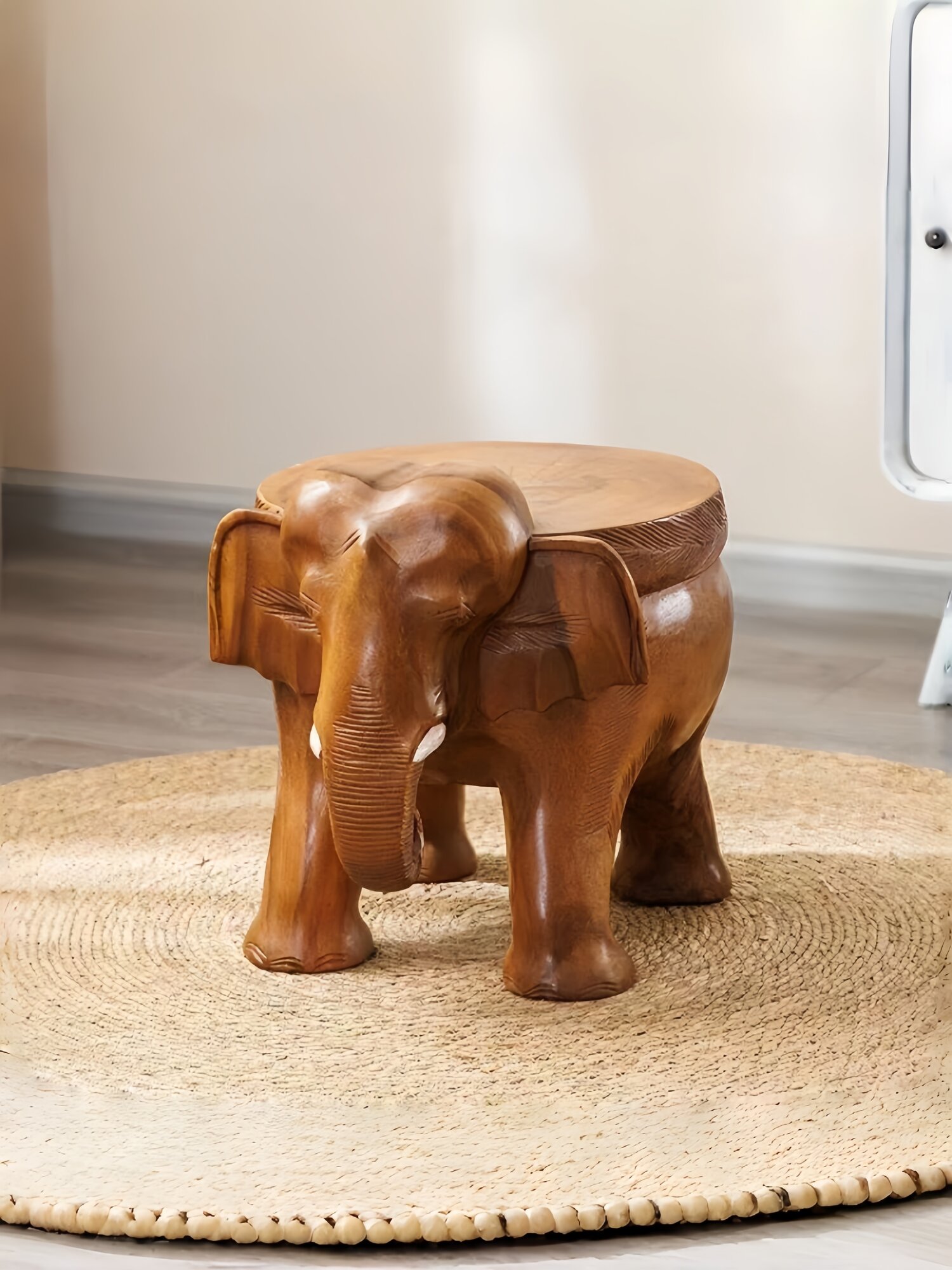 Табурет "Слон", массив дерева, универсальный, прямоуголный, цвет светло-коричневый