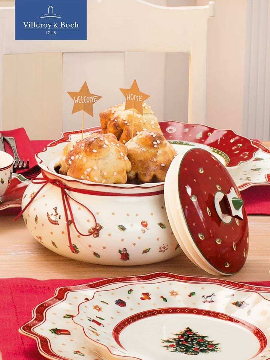 Банка для печенья новогодняя, 20х15 см, Toy's Delight, Villeroy & Boch, Премиум-Фарфор