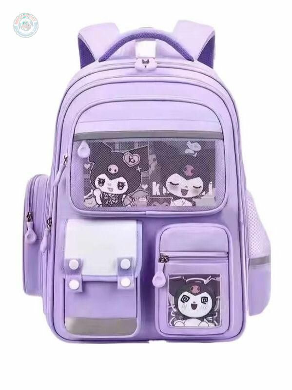 Женский школьный рюкзак Sanrio Kuromi для девочек 1-3 класс фиолетовый удобный ортопедический младшая школа повседневный городской рюкзак милый стильный подарок первокласснице