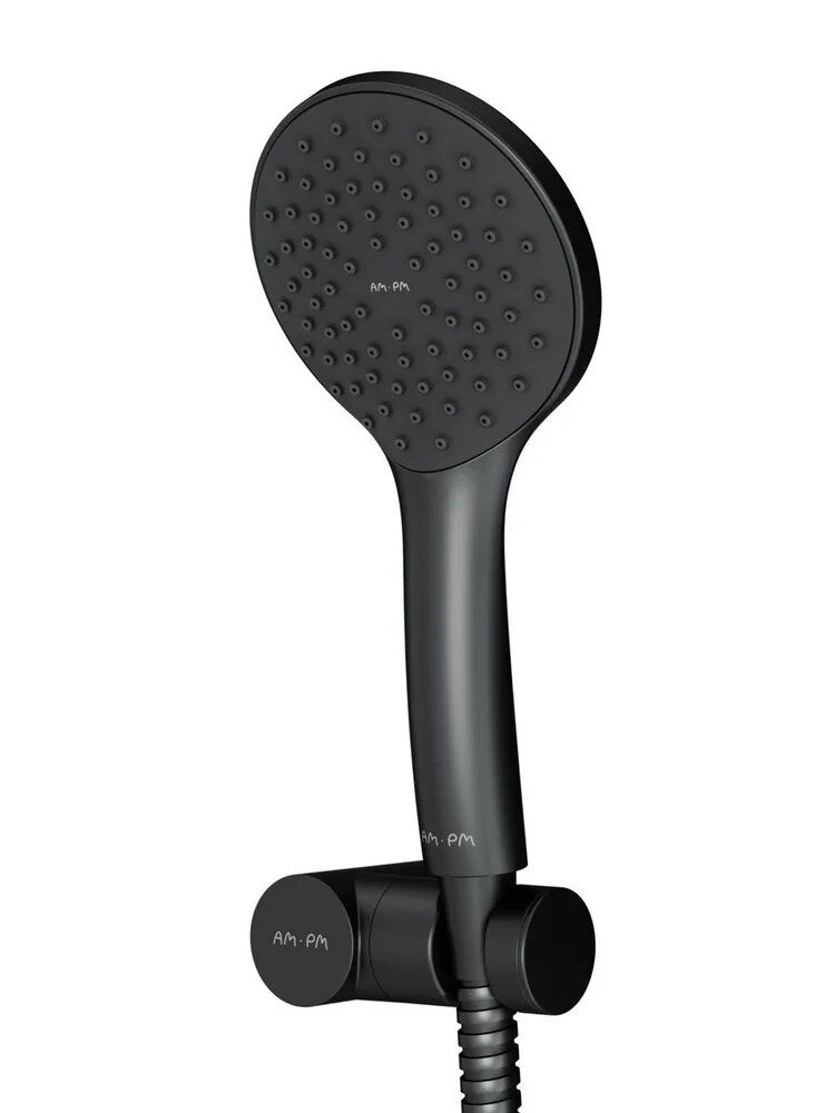 Душевой гарнитур AM.PM Gem F0119022 черный, матовый, из нержавеющей стали, лейка для душа со шлангом и держателем