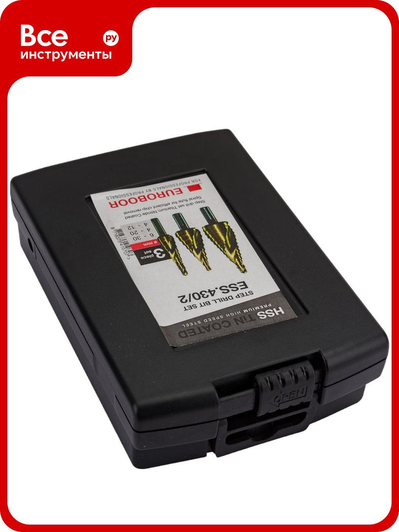 Набор ступенчатых сверл Euroboor ESS.430/2 3 шт, для сверления металлических листов и пластика