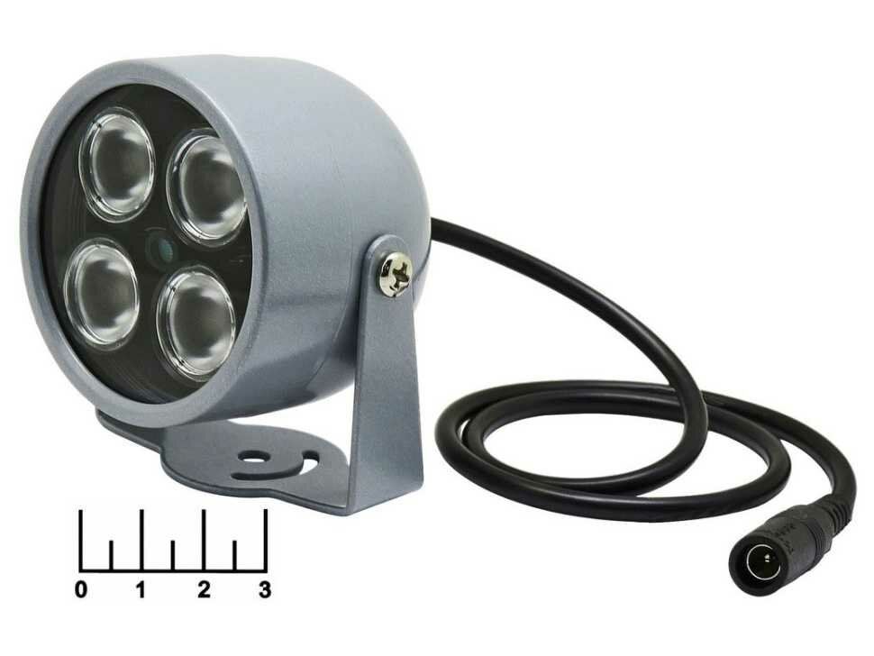 Прожектор светодиодный инфракрасный + датчик освещенности 12V 5W 4LED для видеонаблюдения