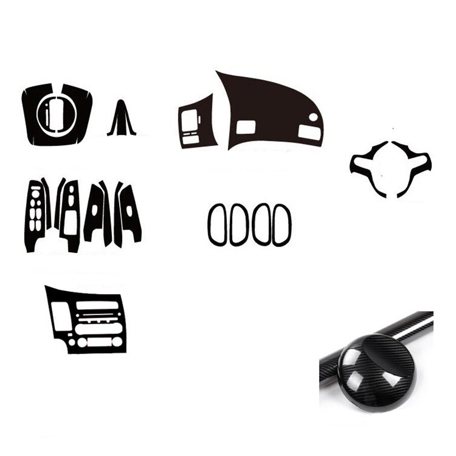 1 Комплект наклеек для отделки салона автомобиля Honda Civic 2006-2011 5D, имитирующих карбон
