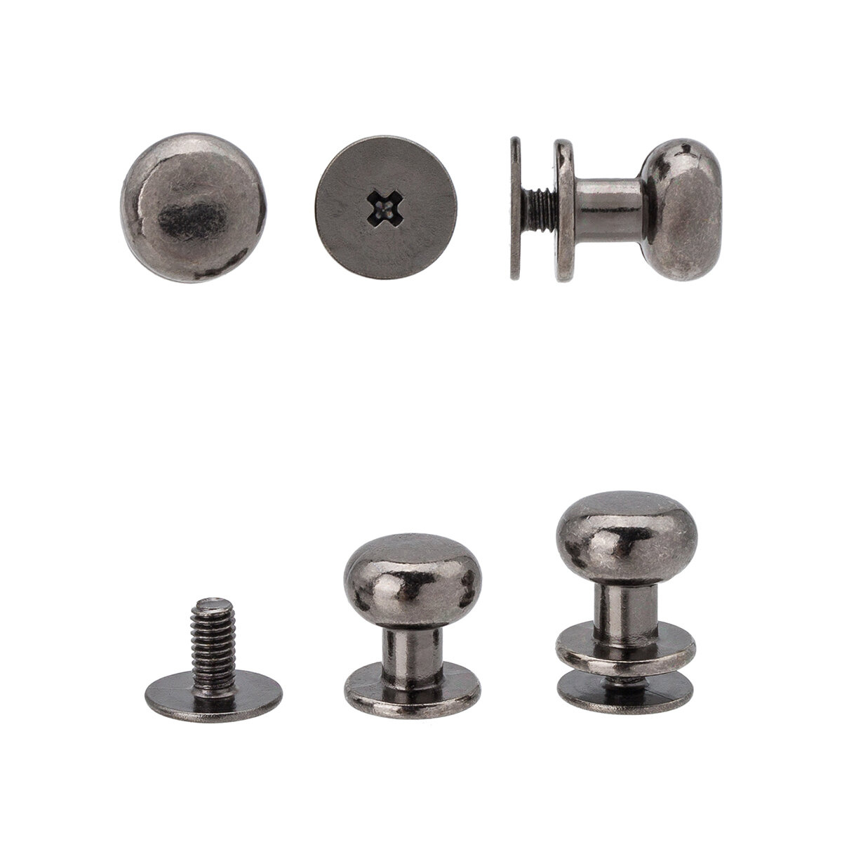 Кобурный винт для ремней и сумок, 9 мм, цвет тёмный никель, 10 штук