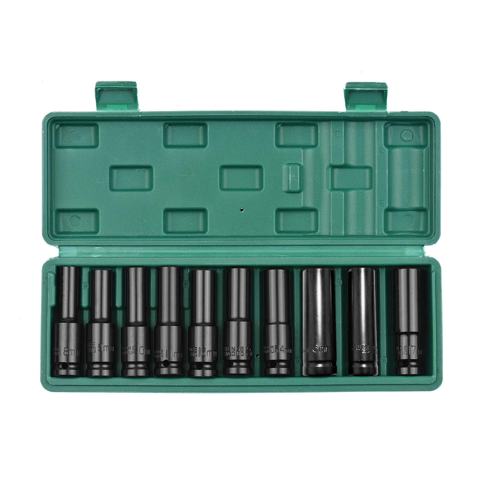 1/2 дюйма Hex Hex Stocket Set Set 10 Peece Deep Socket Metric размеры 8-17 мм CR-V материал с коробкой для хранения