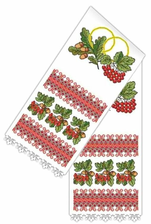 Набор для вышивания крестом Каролинка "Рушник 2 м" 37x200 см, Узоры