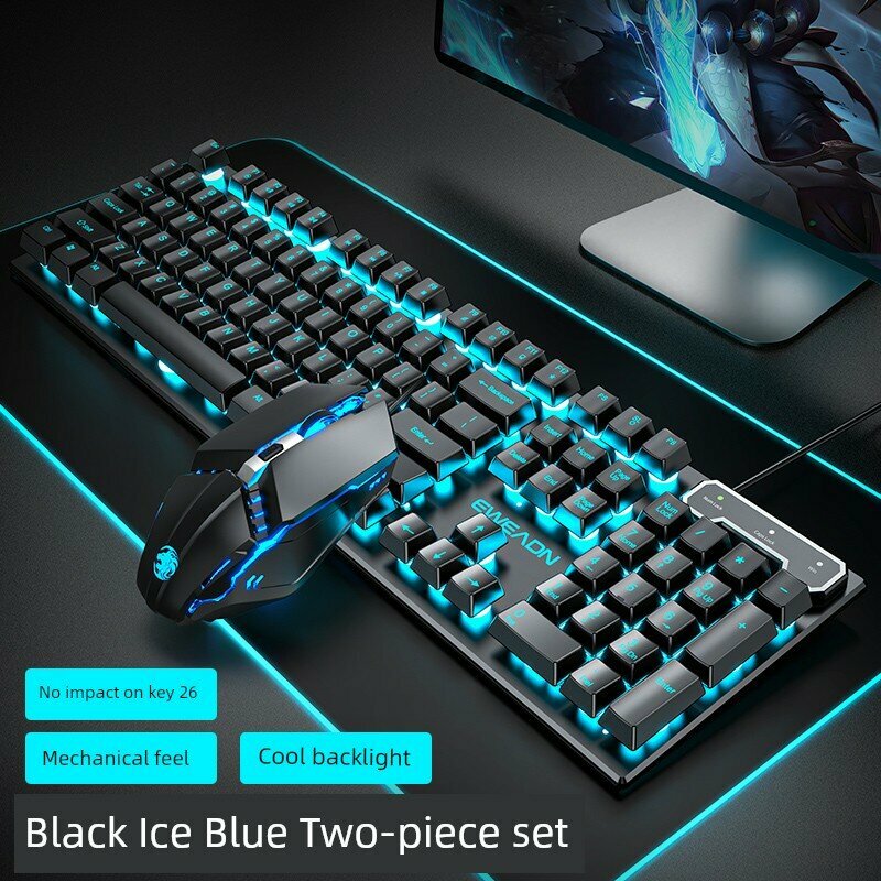 Комплект клавиатуры и мыши Forerunner GX30 с настоящим механическим ощущением, проводные клавиатура и мышь для