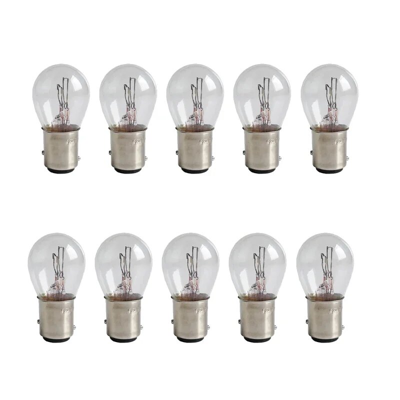 10 шт. DC12V 380 BAY15D 1157 21/5 Вт натуральное белое стекло двойная нить теплый белый автомобильный DRL стоп-сигнал галогенная лампа