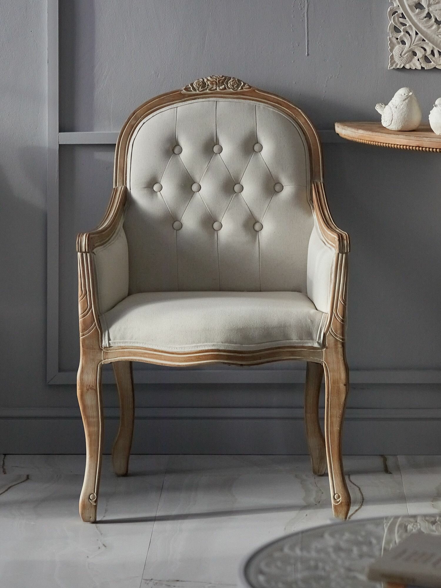 51-098 Кресло Аристократ 62х50х102см, дерево, ткань лен, Glasar