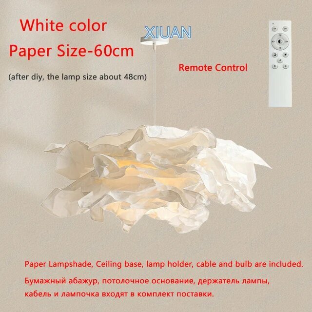 Бумажная люстра XIUAN, белая, для дома 60cm RC Dimming