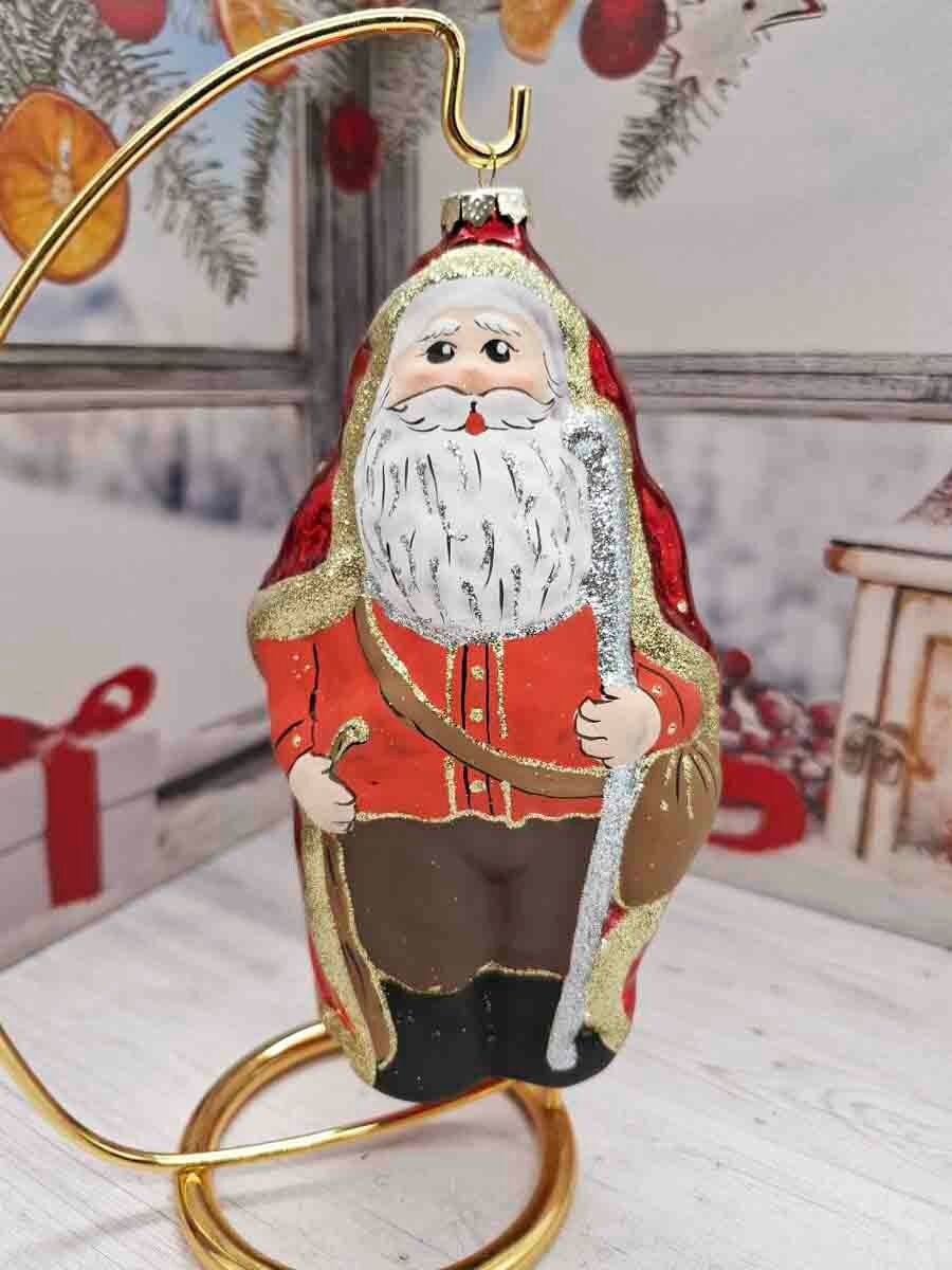 Елочная игрушка Дед Мороз стеклянная, Игрушка новогодняя стеклянная Дед Мороз. Ручная работа