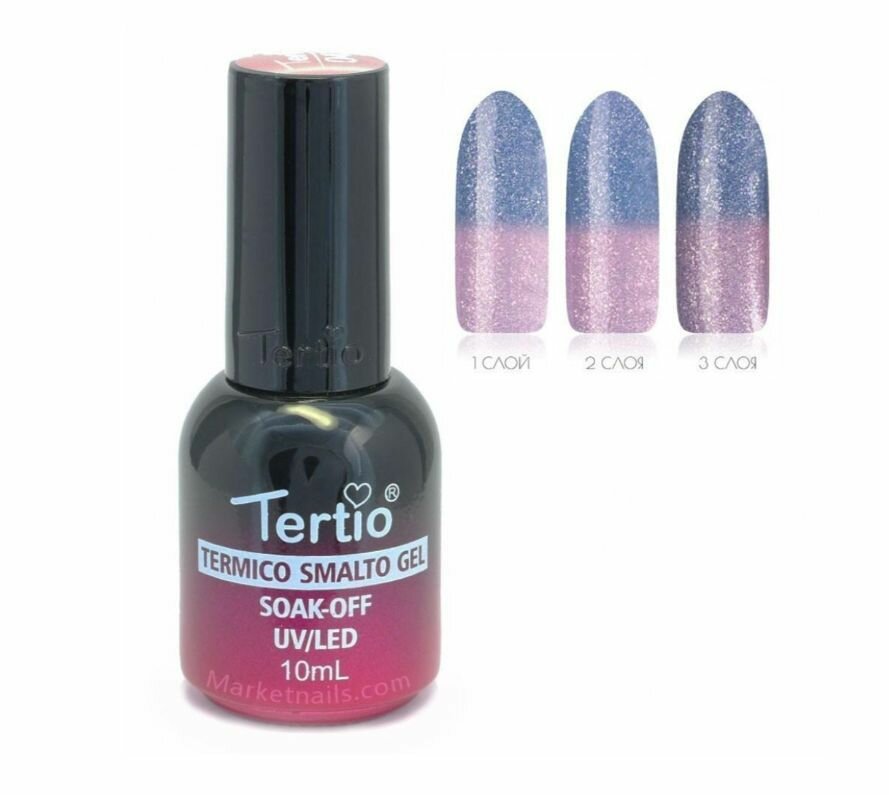 Tertio Термо Гель лак №026 10 мл Сиреневый с золотым шиммером
