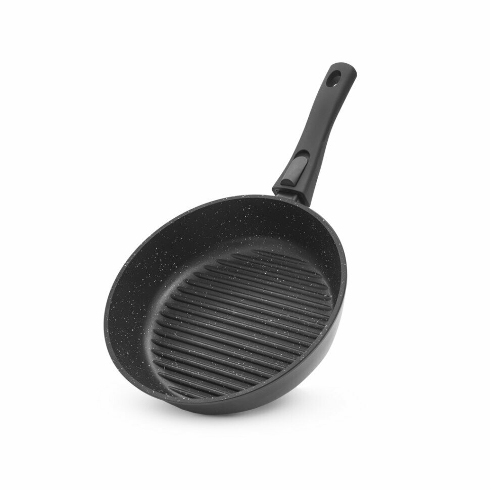 14638 FISSMAN Сковорода-гриль COOK PRO 26x7см круглая со съемной ручкой (алюминий с антипригарным покрытием Pfluon Coookmark) Ручка-бакелит с покрытием «софт-тач»; Индукция