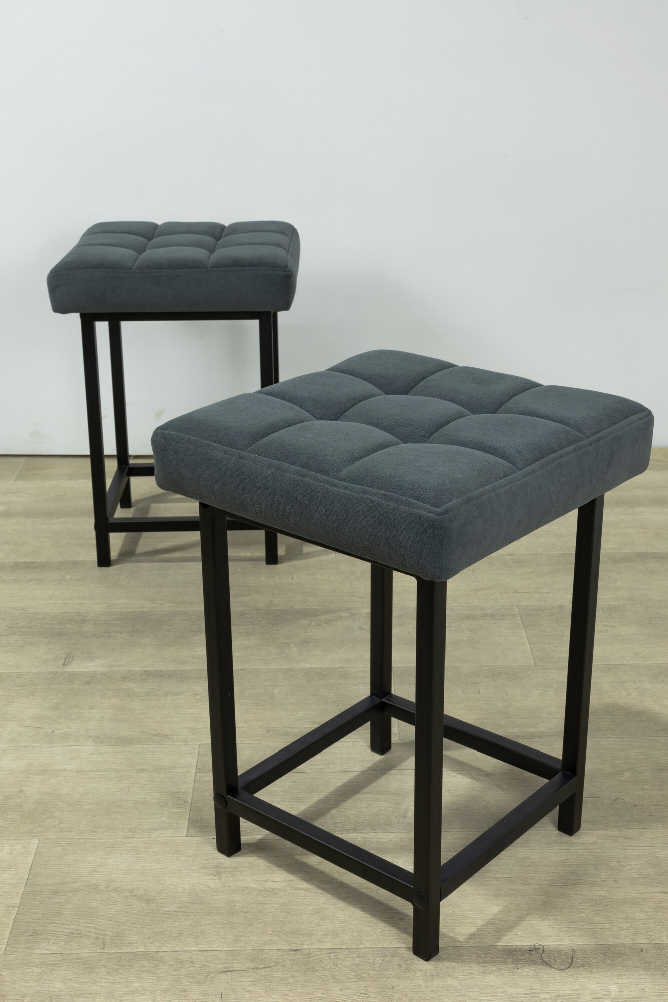 Табуреты Лофт Stayl Дрим графит, вельвет, металл, разборная, мягкая сидушка, графит, 2 шт.