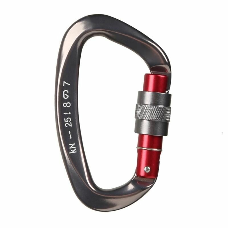 Титановый карабин D-образный для альпинизма, Пушечно-серый