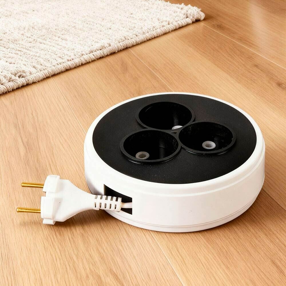 Удлинитель-рулетка 5м ATA для электросетей, с защитой и удобной катушкой