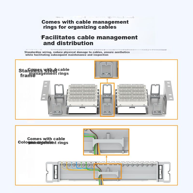 SK-LINK VDF Telephone Distribution Frame 100 Pairs 100 Loops Voice Communication Cologne Frame 19-Inch Rack-Mounted with Krone Module Distribution Frame SK-VDF100
