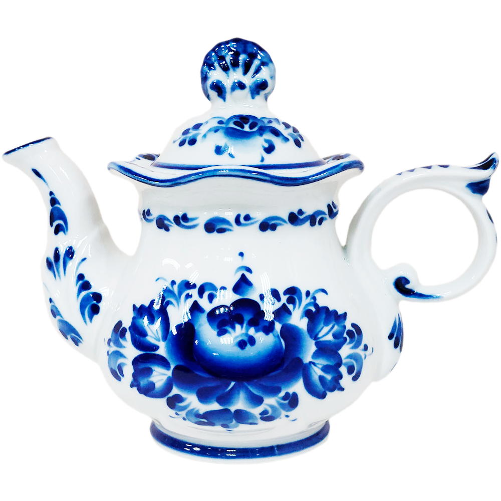 Фарфоровый заварочный чайник ручной работы "Тонус", гжель