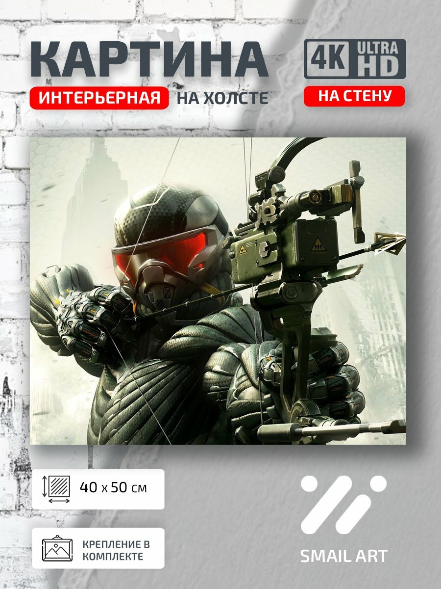 Картина на холсте интерьерная 40 на 50 на стену Лука Crysis для студии атмосфера интерьер