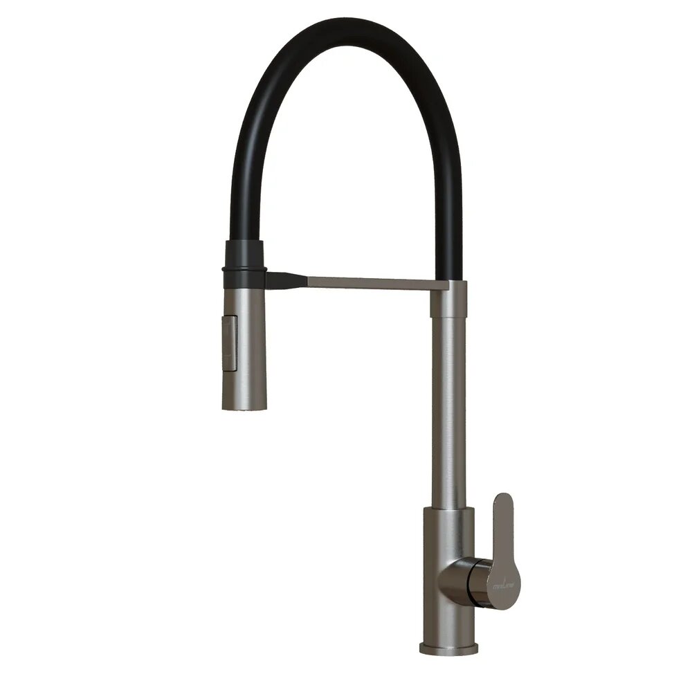 Смеситель для кухни 35k MIXLINE MLSS-0402 черный гибкий излив магнит, п/гайку сатин