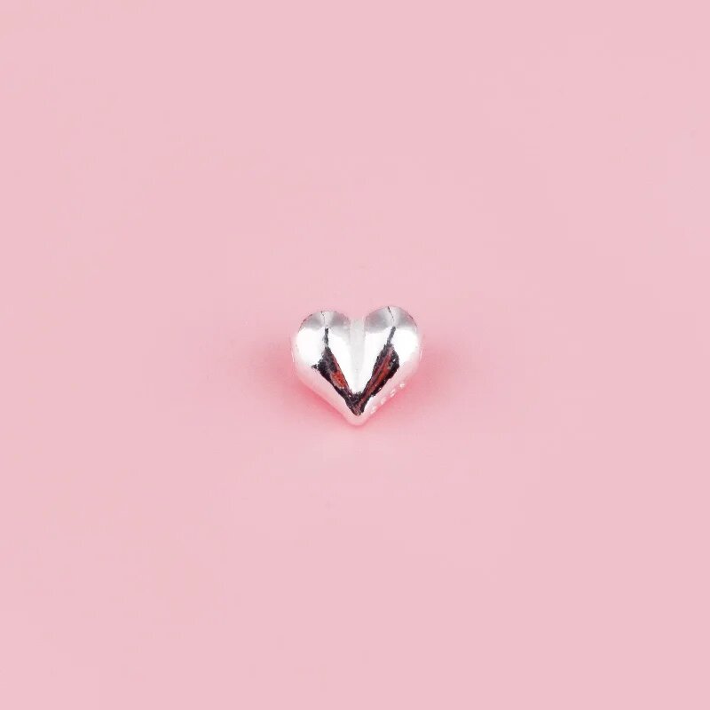 Серебряная бусина сердце Horizontal -Silver