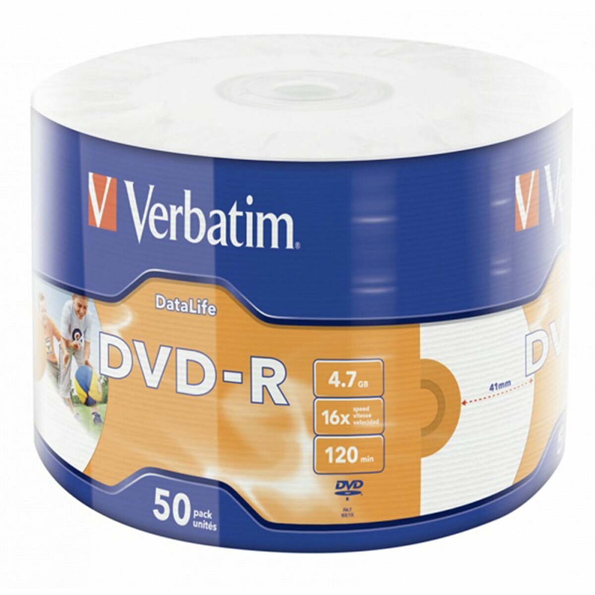 Оптический диск DVD-R Verbatim DataLife, 4.7Gb, 16x, Bulk, комплект 50шт. (43791)