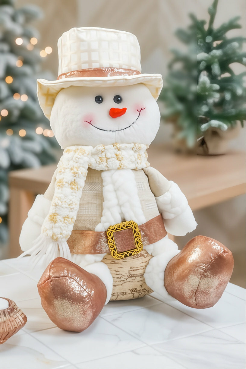 Декоративная фигура снеговичок шляпкин, полиэстер, 33 см, Винтер Деко (Winter Deco) 1000352