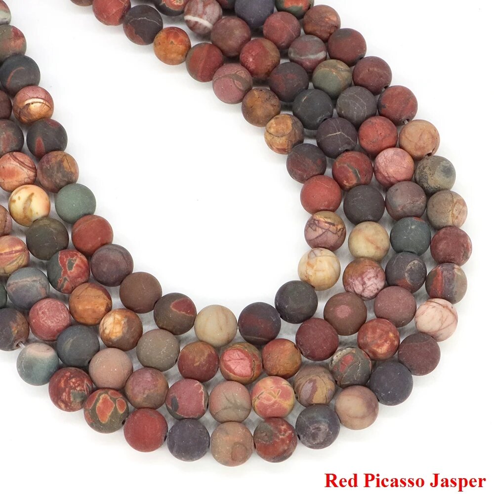 Матовые бусины аметист бирюза натуральный камень 4/6/8/10 мм 4mm(85-92pcs), Red Picasso Jasper