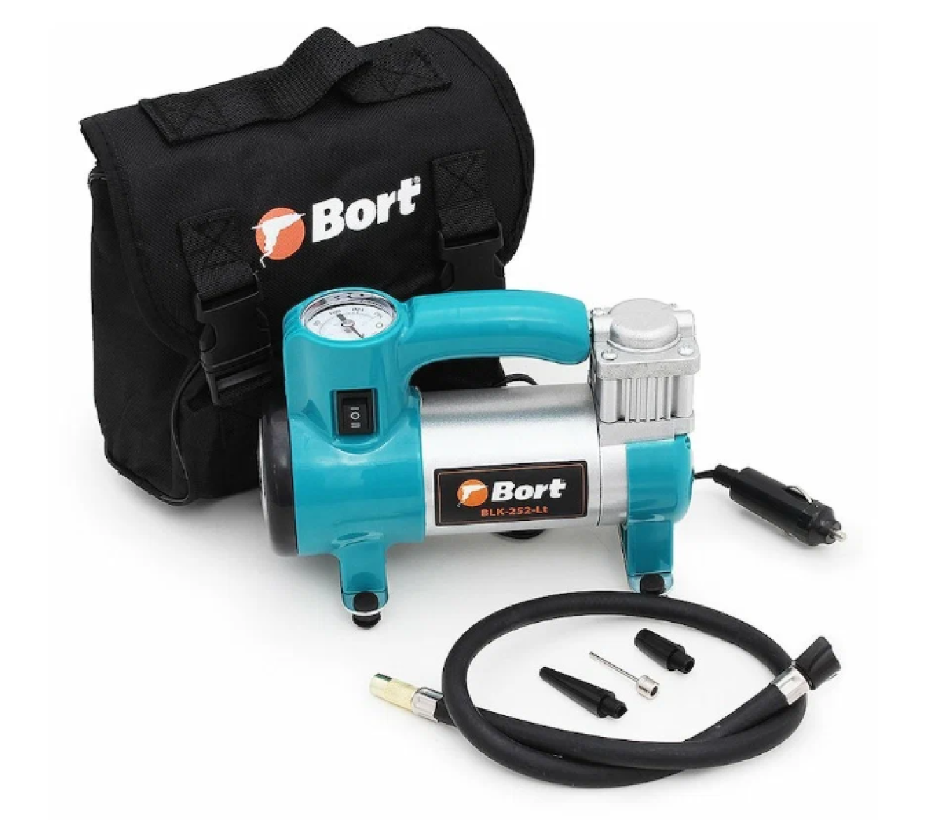 Автомобильный компрессор Bort BLK-252-Lt 25 л/мин 7 атм серый/синий
