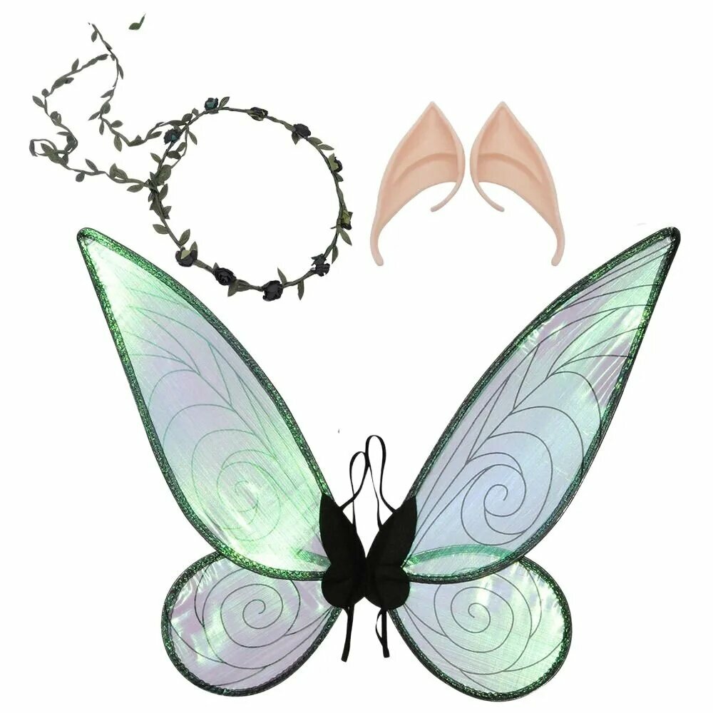 Крылья бабочки с цветочной короной и ушами эльфа