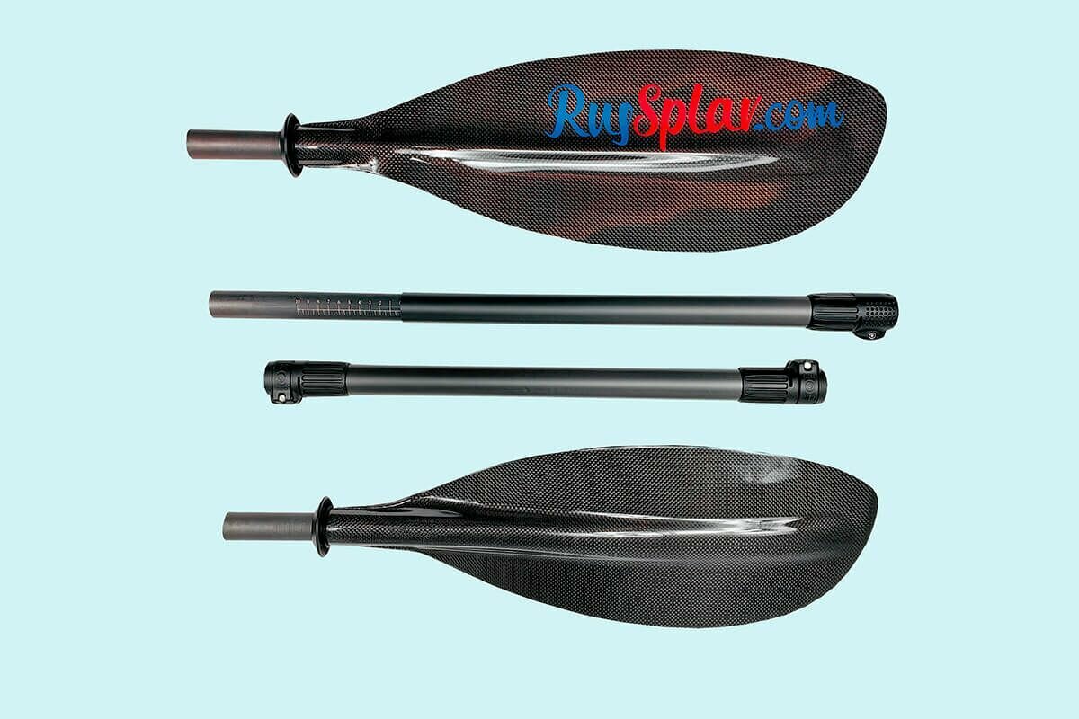 Весло 220-230 см RS CARBON PLUS с замками четырехсекционное черное для каяка, байдарки, пакрафта