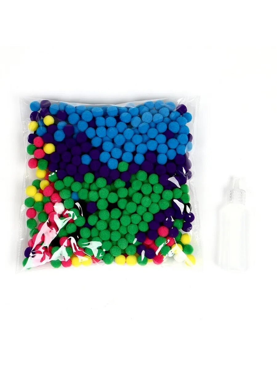 Цветная картина из помпонов для детей