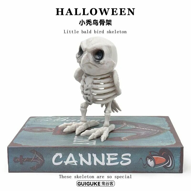 Скелет лысой птицы на Хэллоуин, 12 см имитация скелета, темный декоративный реквизит для бара с привидениями