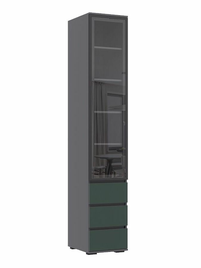 Норд Пенал-стекло 40 см. с ящиками Изумрудный, Графит