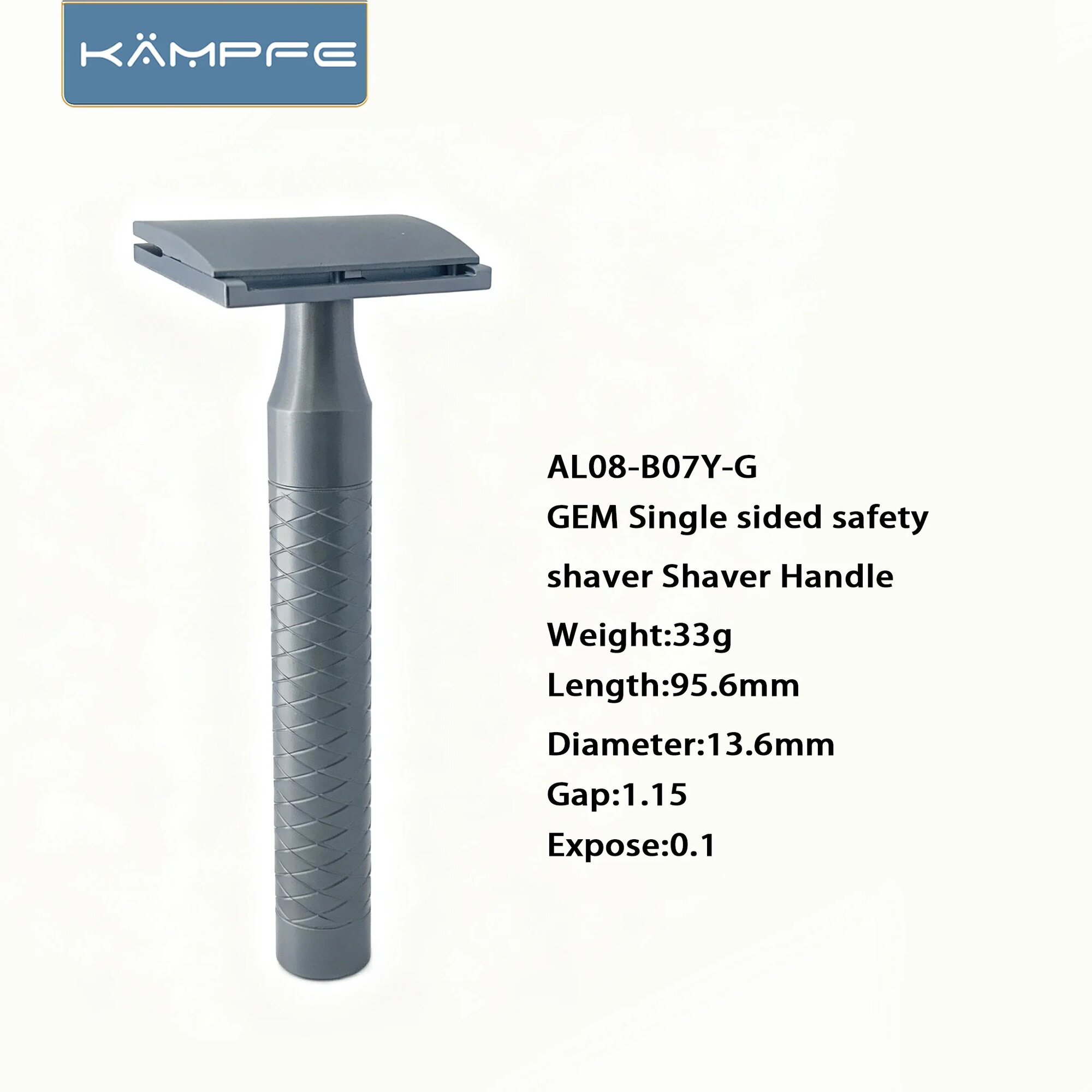 Бритва KAMPFE GEM, AL08-B07Y-G, 33g, 95.6mm