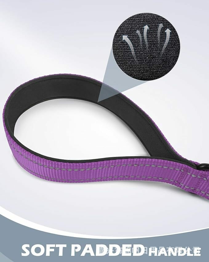 Отражательная нейлоновая поводок для крупных собак, 2.5 см x 45 см, флуоресцентно-фиолетовый