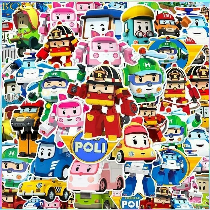 Робот Поли Альбом с наклейками, 50 листов, можно использовать для украшения чехлов для мобильных телефонов, записных книжек, коллажей своими руками