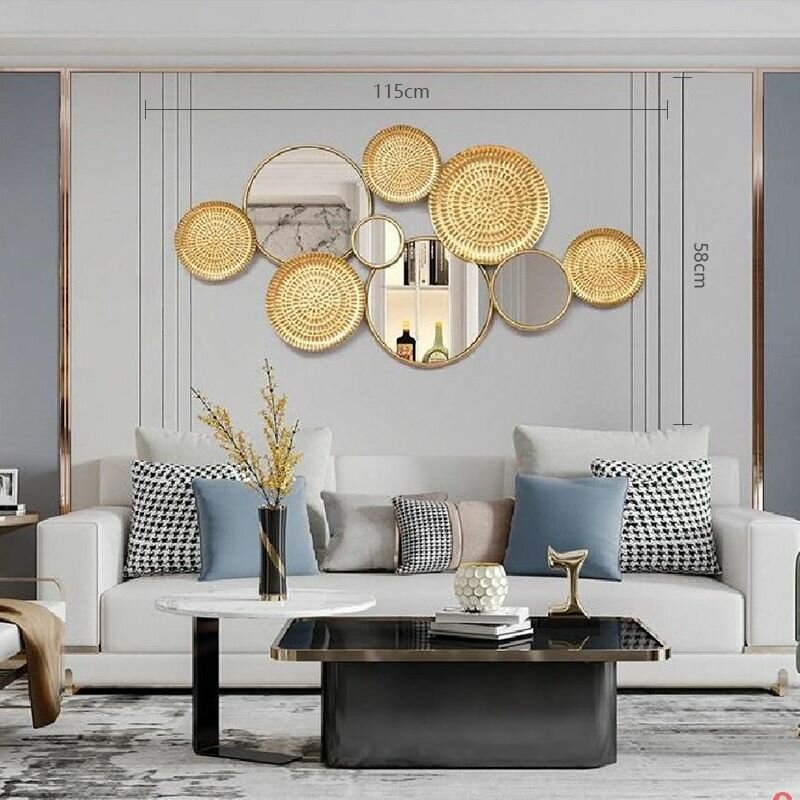 Отделка стен, роскошь из светлого металла, современная простота, креативный геометрический зеркальный узор 115х58 см