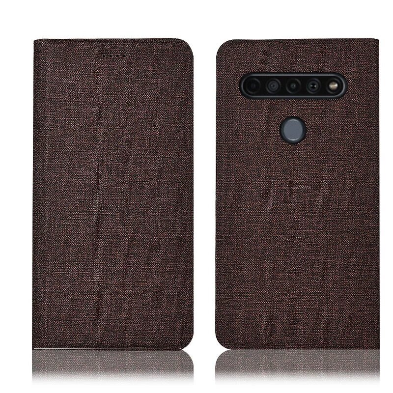 Чехол из льна с ударопрочной защитой для LG K41s, цвет темно-кофейный, матовая поверхность, антицарапинная защита